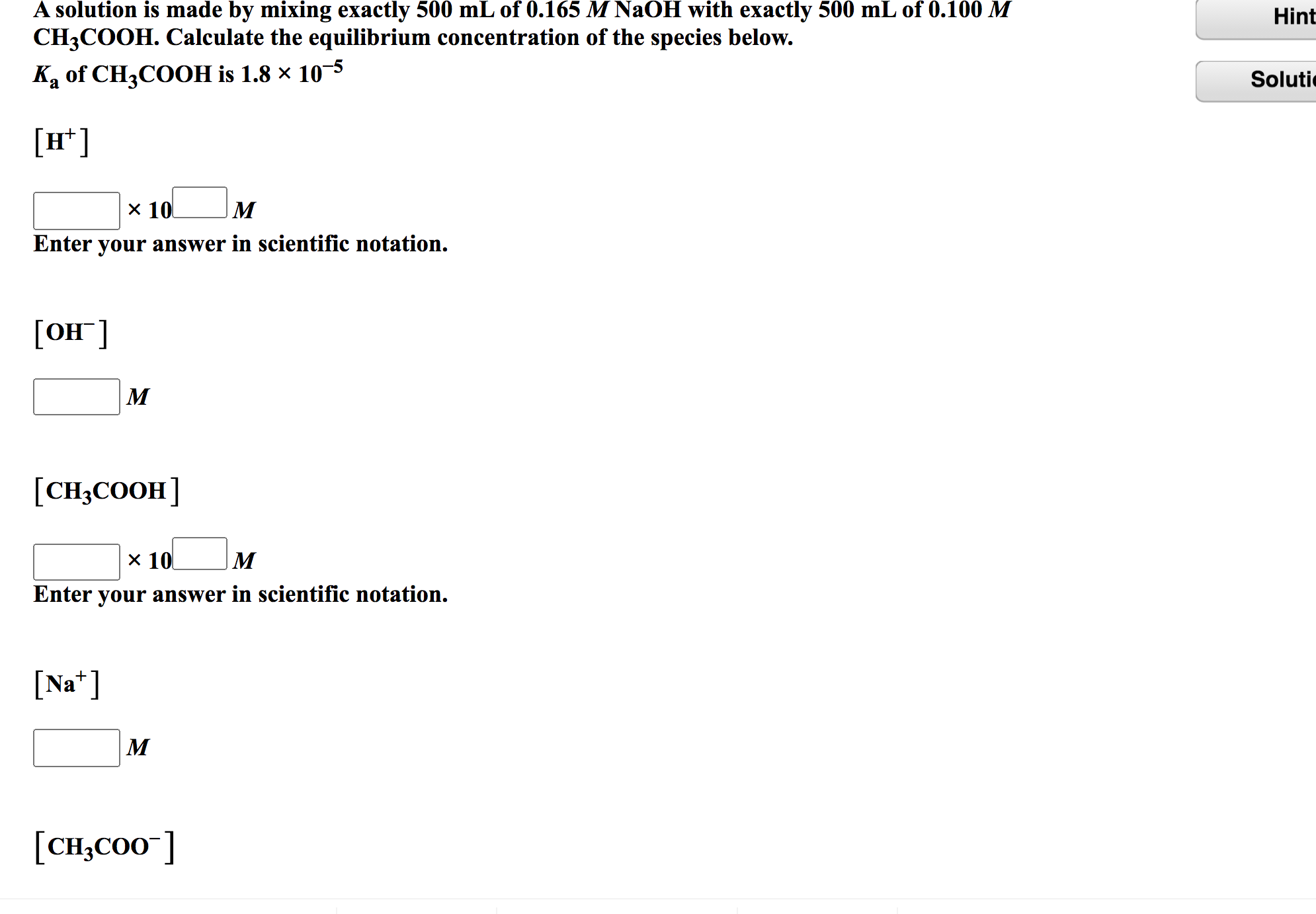 Solved Hint A solution is made by mixing exactly 500 mL of | Chegg.com