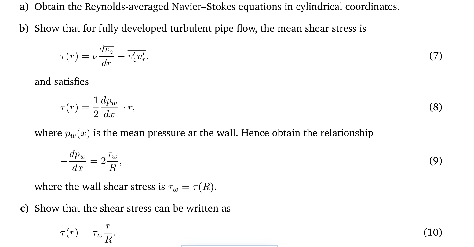 Solved a) Obtain the Reynolds-averaged Navier-Stokes | Chegg.com