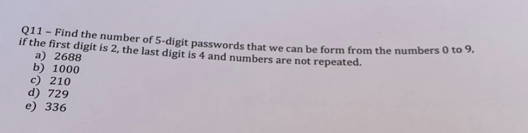 Solved Q11 - Find the number of 5-digit passwords that we | Chegg.com