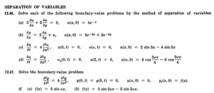 Solved Separation Of Variables 1246 Solve Each Of The