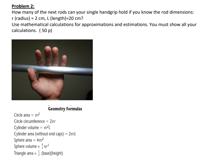 Solved Geometry FormulasCircle area =πr2Circle circumference | Chegg.com