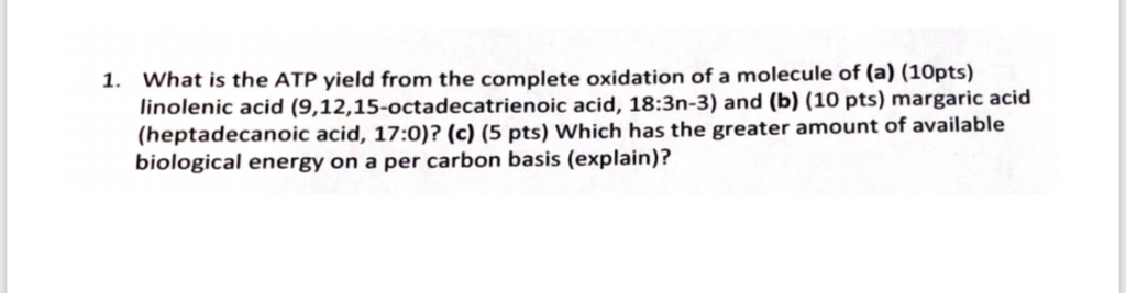 Solved What is the ATP yield from the complete oxidation of | Chegg.com
