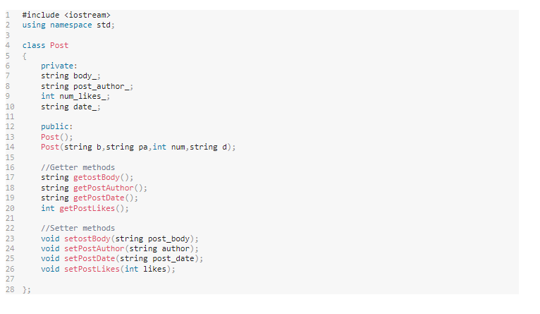 The readPosts function will fill an array of Post | Chegg.com