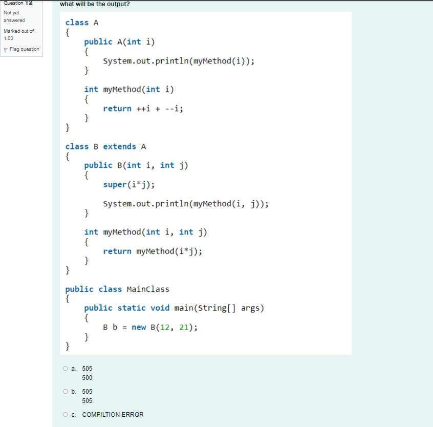 Solved class A public A(int i) | Chegg.com