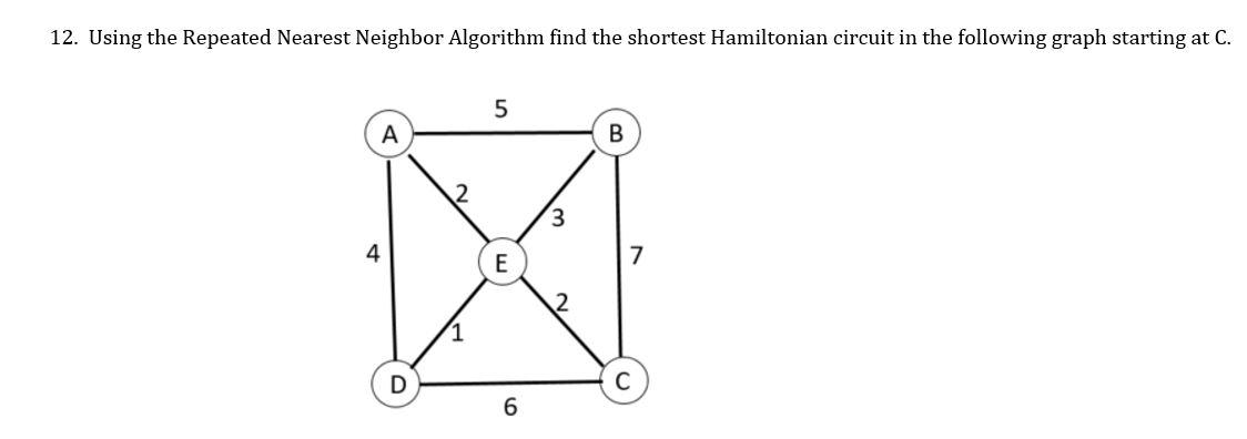 Solved 12. Using the Repeated Nearest Neighbor Algorithm | Chegg.com