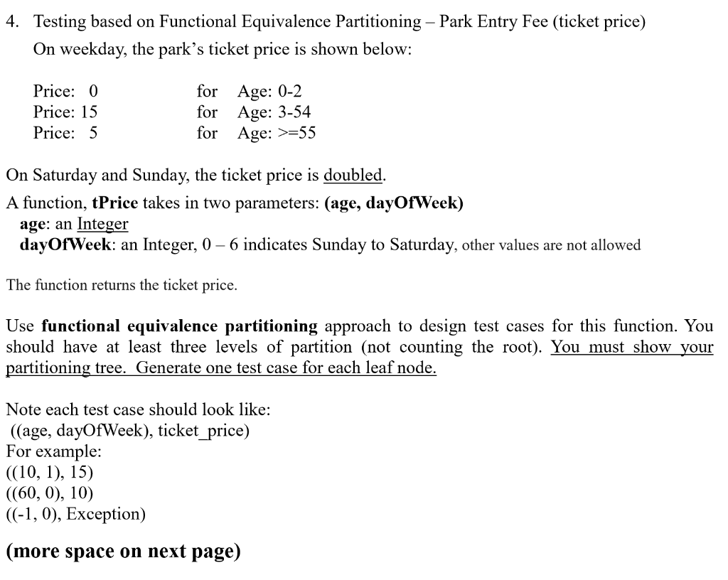 Solved 4 Testing Based On Functional Equivalence Partiti