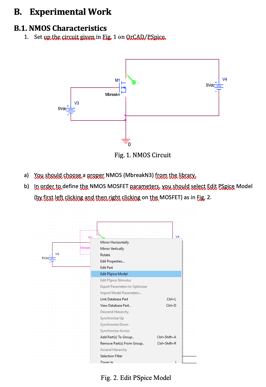 Solved B. Experimental Work B.1. NMOS Characteristics 1. Set | Chegg.com