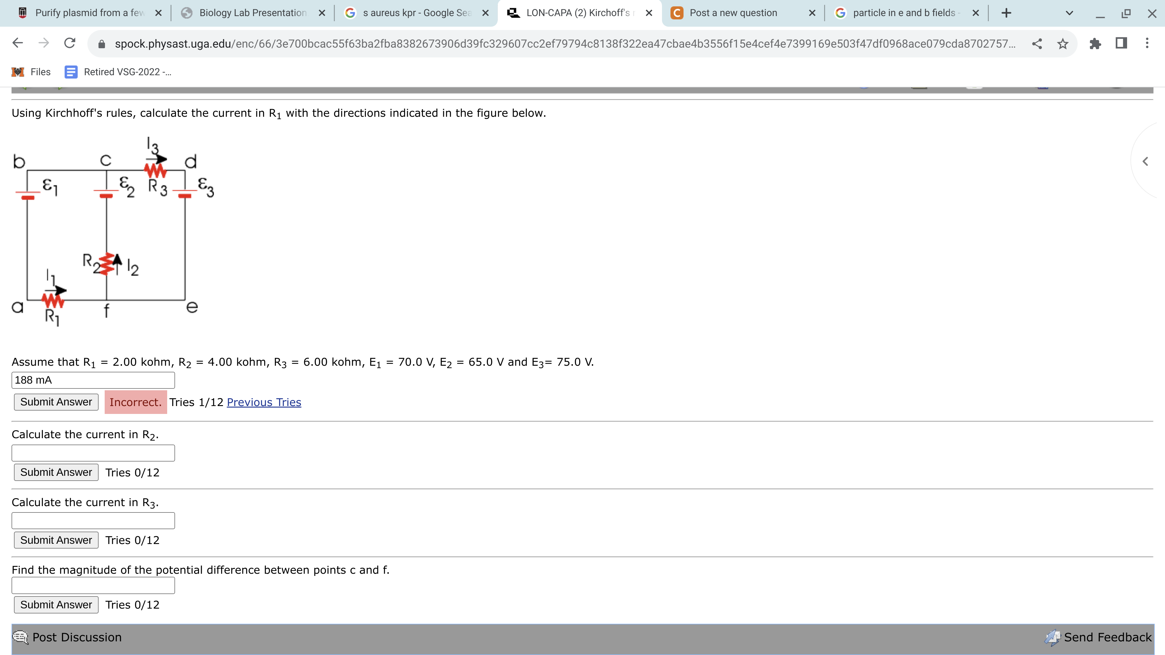 Solved Using Kirchhoff's rules, calculate the current in R1 | Chegg.com