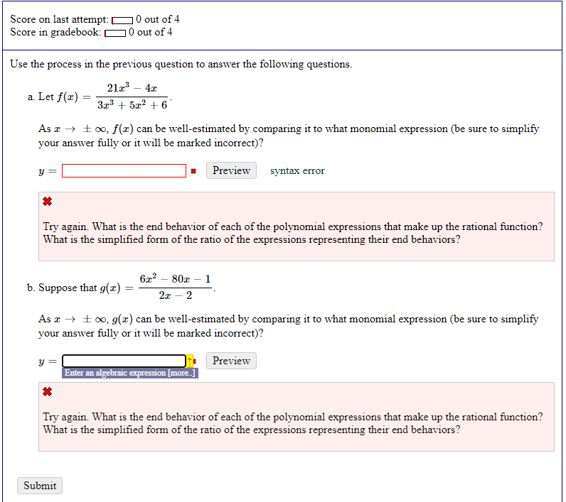Solved Score on last attempt:| ,0 ﻿out of 4Score in | Chegg.com