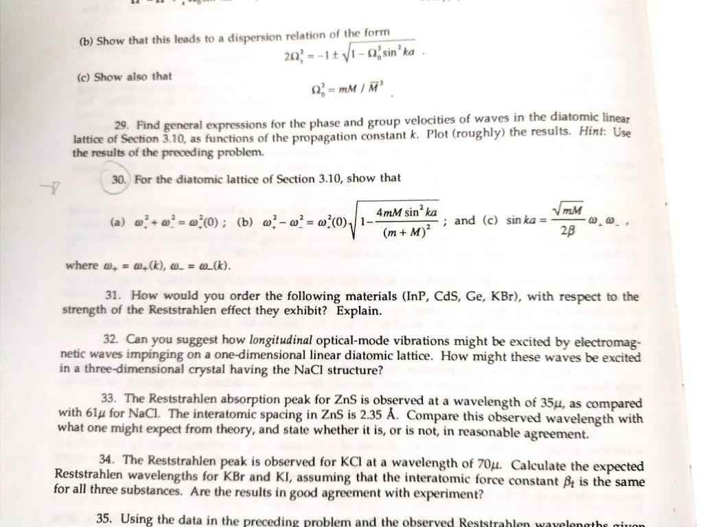 SOLID STATE PHYSICS SOLVE THE PROBLEM | Chegg.com