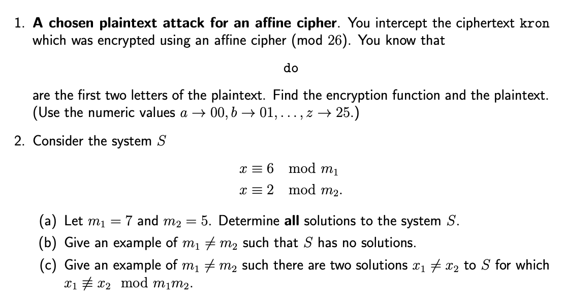 Solved 1 A Chosen Plaintext Attack For An Affine Cipher