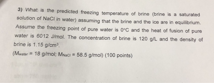 Solved 3) What is the predicted freezing temperature of | Chegg.com