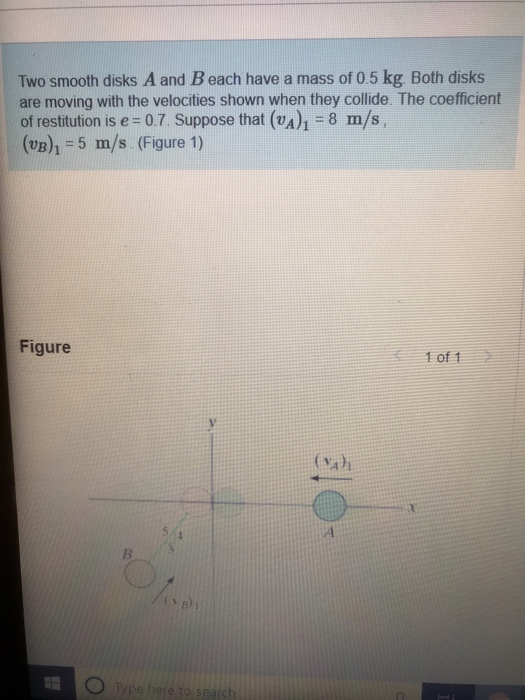 Solved Two smooth disks A and B each have a mass of 0.5 kg | Chegg.com