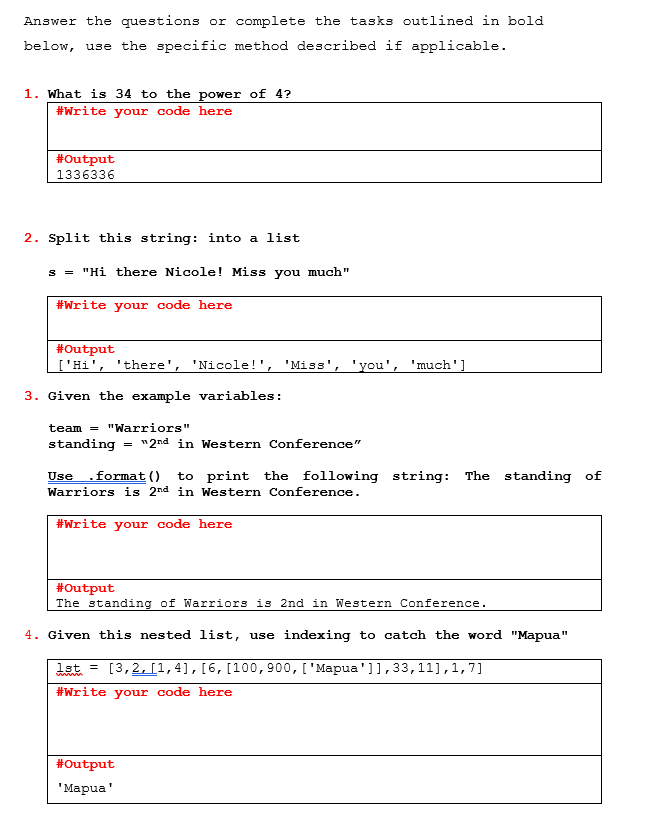 Solved Answer the questions or complete the tasks outlined | Chegg.com