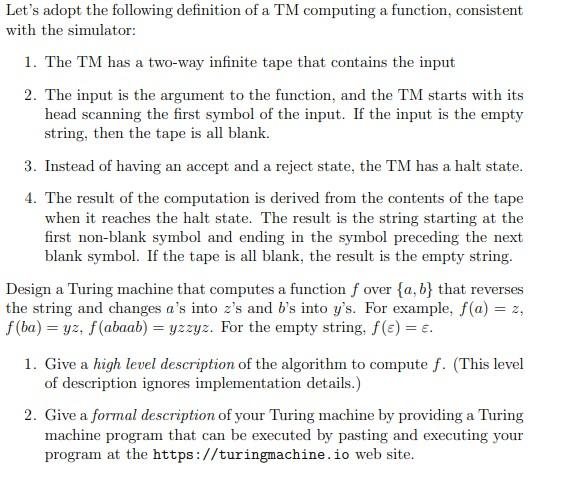 Solved with the simulator: 1. The TM has a two-way infinite | Chegg.com