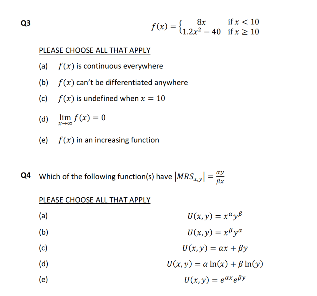 Solved Q3 f(x)={8x1.2x2−40 if x