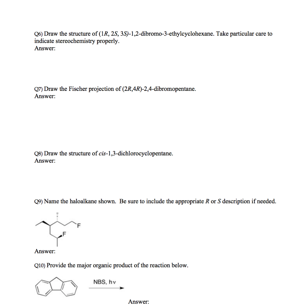Solved Q6) Draw the structure of (1R, 2S, | Chegg.com
