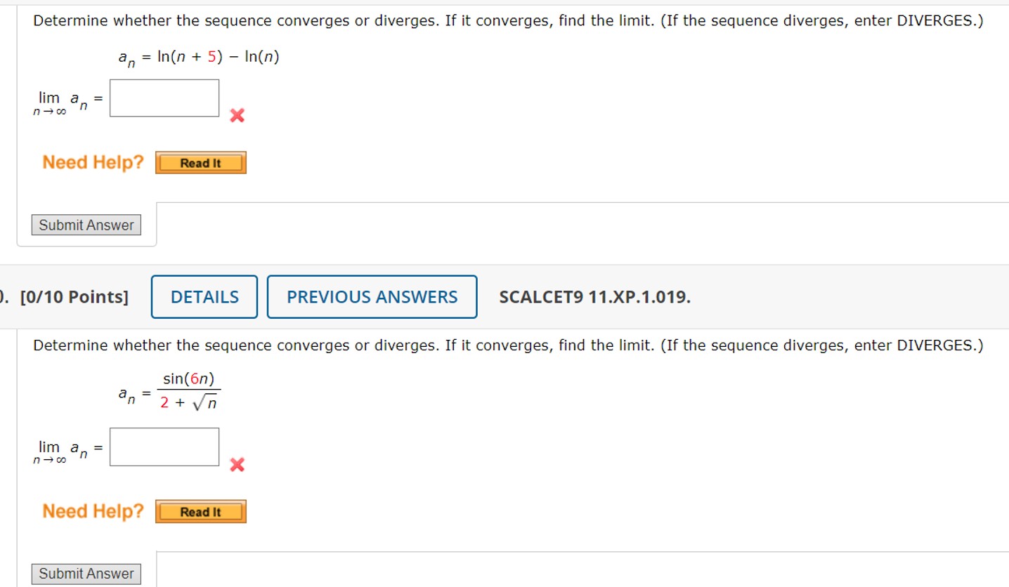 Solved Determine whether the sequence converges or diverges. | Chegg.com