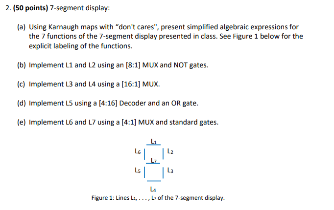 Solved 2. (50 points) 7-segment display: (a) Using Karnaugh | Chegg.com