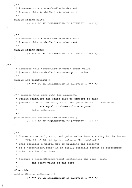 Solved Activity 1: Design and Create a Card Class | Chegg.com