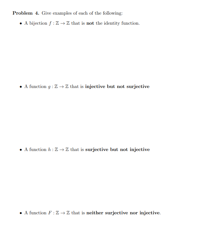 Solved Problem 4. Give examples of each of the following: - | Chegg.com
