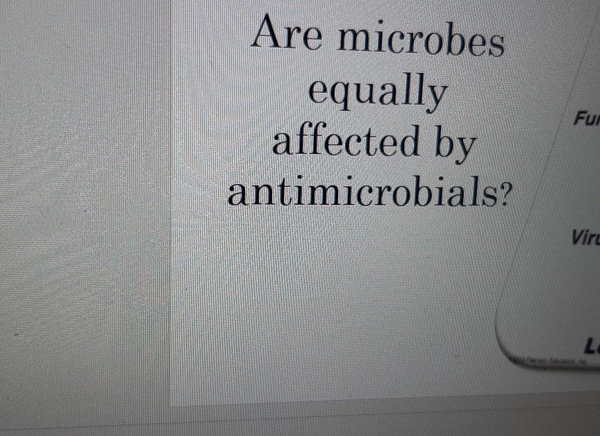 Solved Are microbes equally affected by antimicrobials? Fur | Chegg.com