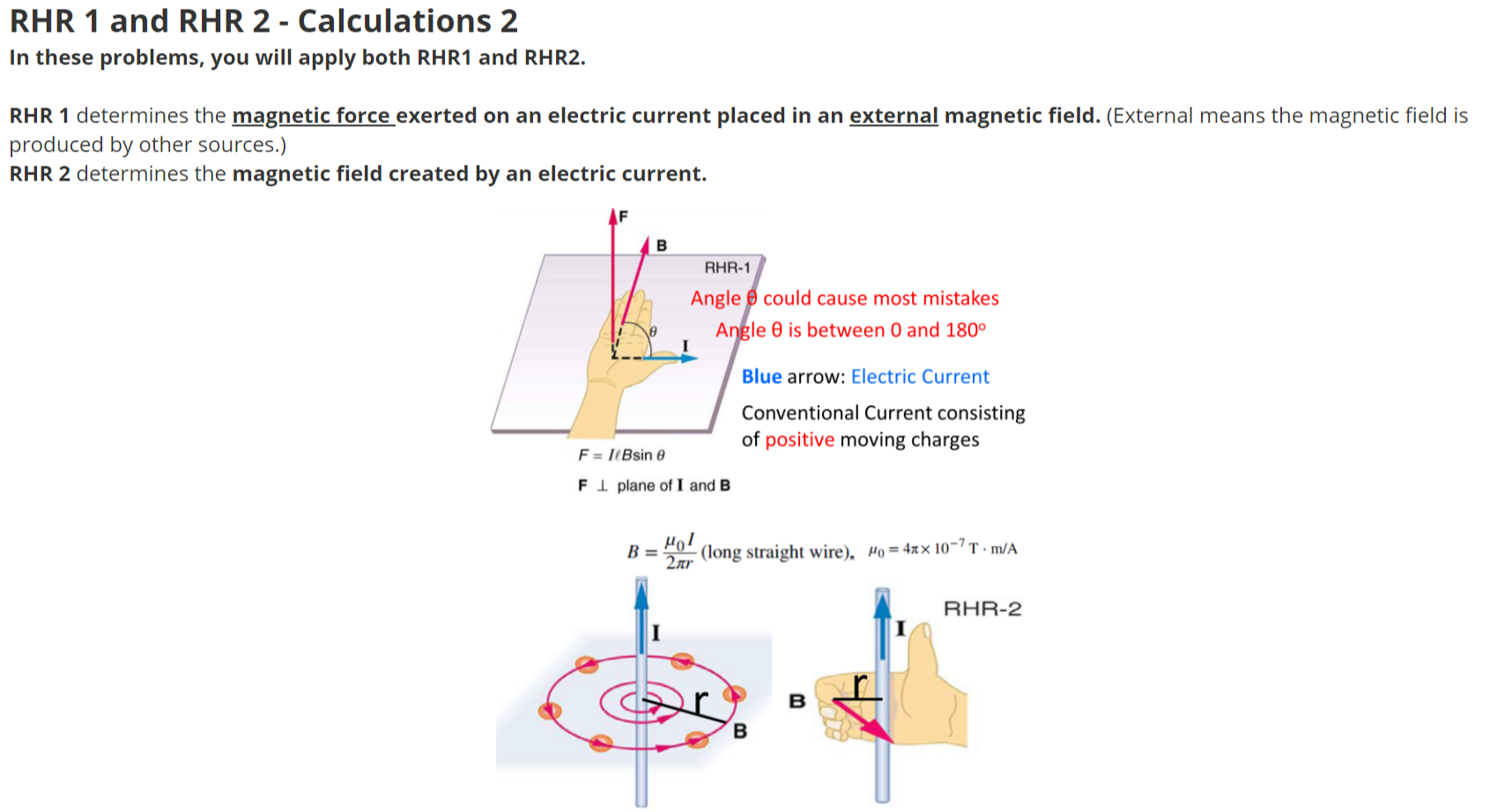 Solved RHR 1 and RHR 2 - Calculations 2 In these problems, | Chegg.com
