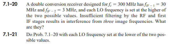Solved 7.1-20 A double conversion receiver designed for | Chegg.com