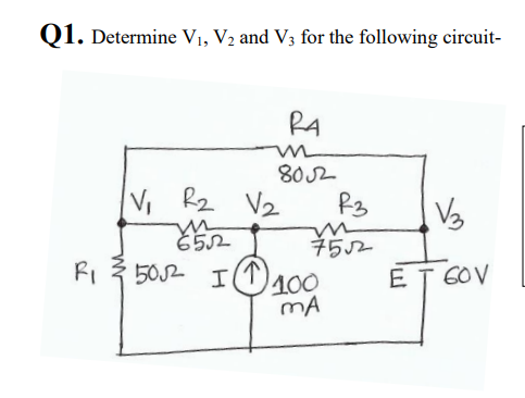 Solved Q1. Determine V1,V2 and V3 for the following | Chegg.com