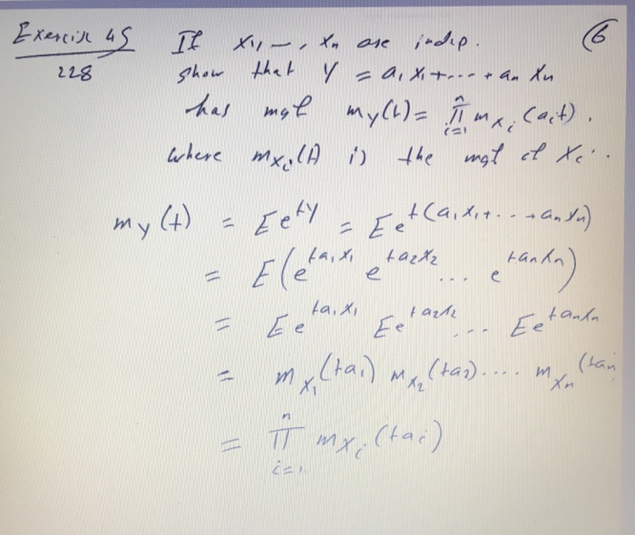 Solved 46. Use the result of Exercise 45 to sh independent | Chegg.com