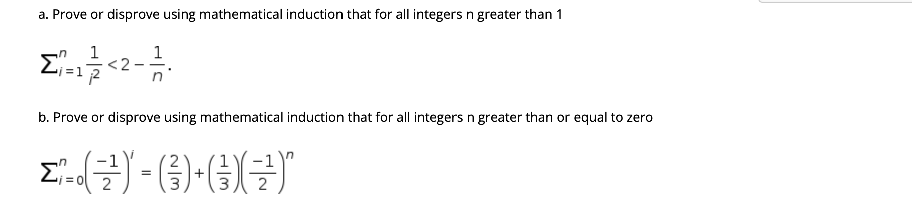 Solved a. Prove or disprove using mathematical induction | Chegg.com