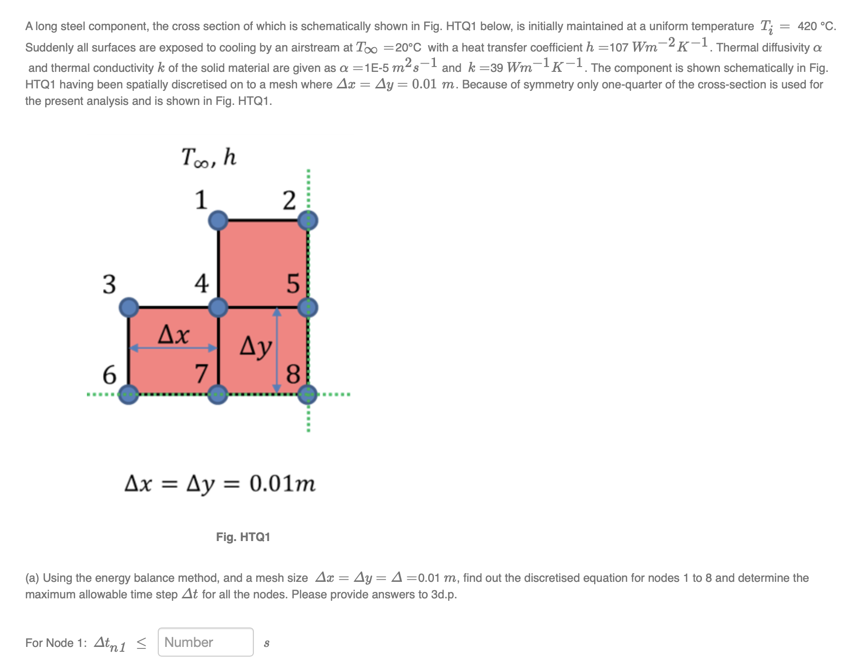 Solved (a) ﻿Using the energy balance method, and a mesh size | Chegg.com