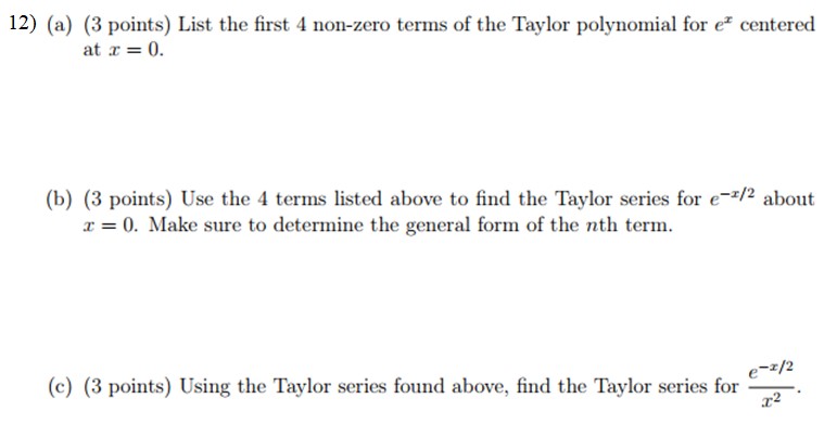 Solved (a) (3 points) List the first 4 non-zero terms of the | Chegg.com