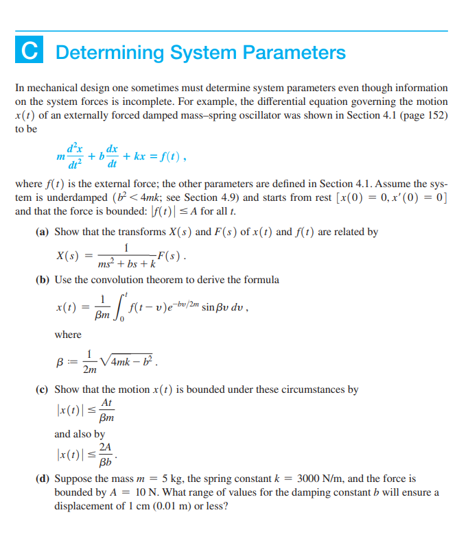 Solved Determining System Parameters In mechanical design | Chegg.com