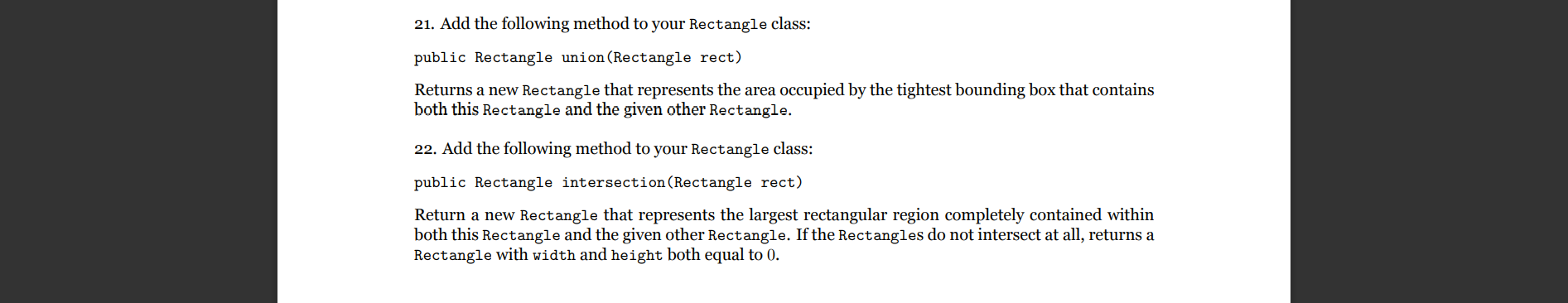 Solved 18. Write a class called Rectangle that represents a | Chegg.com