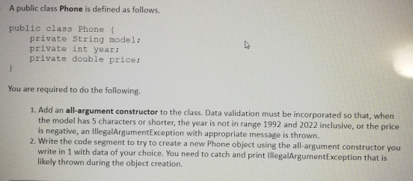 Solved A public class Phone is defined as follows. public | Chegg.com
