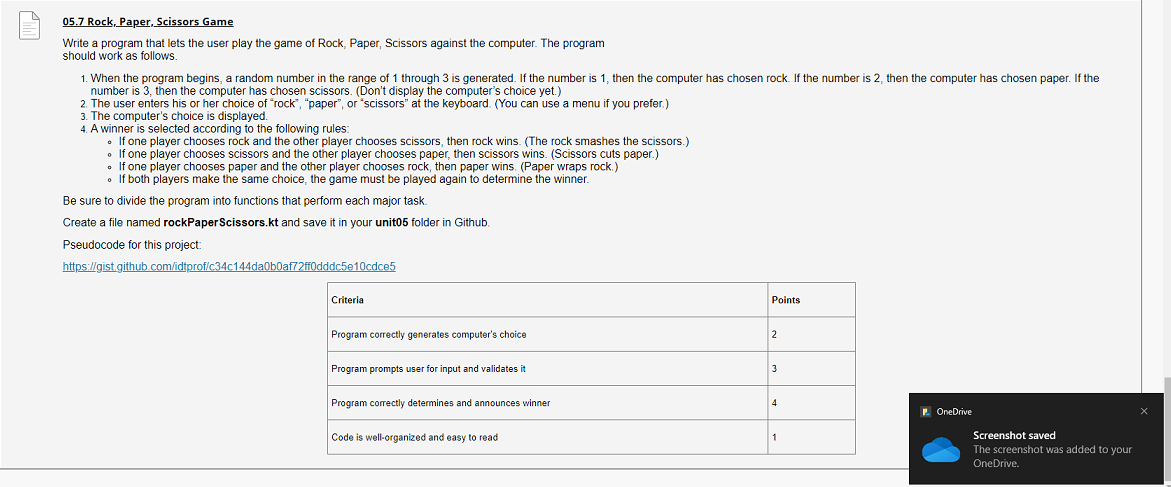 Solved 05.7 Rock, Paper, Scissors Game Write a program that | Chegg.com
