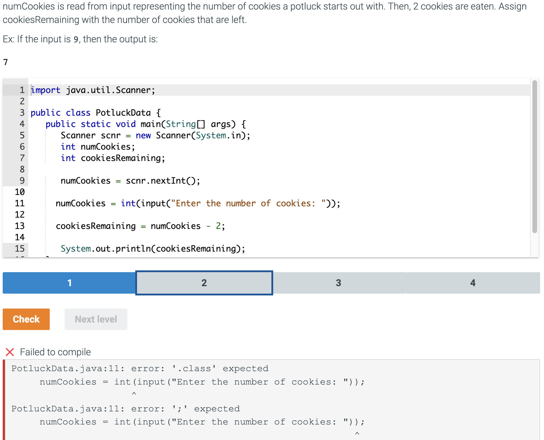 Solved numCookies is read from input representing the number | Chegg.com
