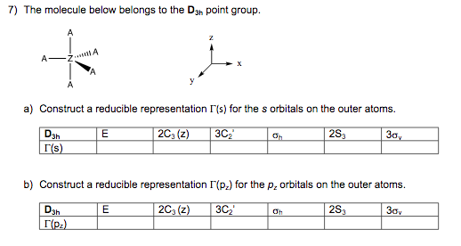 Solved 7) The molecule below belongs to the D3h point group. | Chegg.com