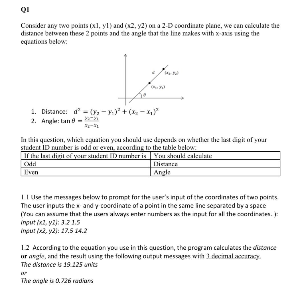 Solved Q1 Consider any two points (x1, yl) and (x2, y2) on a | Chegg.com