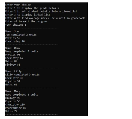Solved The Problem description Students' grade details in a | Chegg.com
