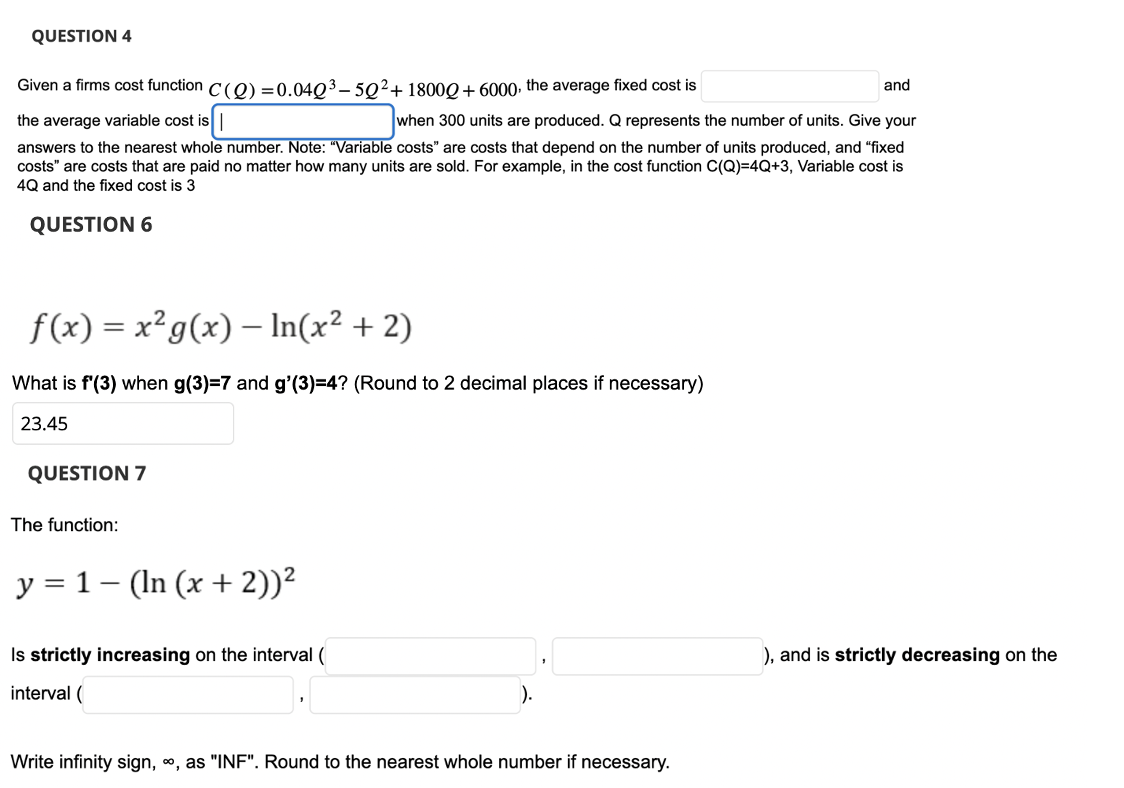 Solved QUESTION 4 Given a firms cost function | Chegg.com