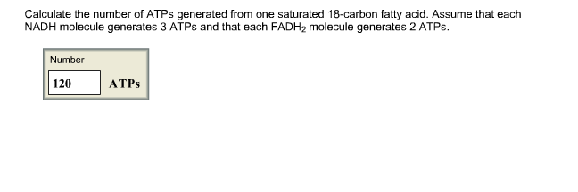 Solved Calculate the number of ATPs generated from one | Chegg.com