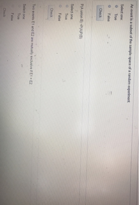 Solved An event is a subset of the sample space of a random | Chegg.com