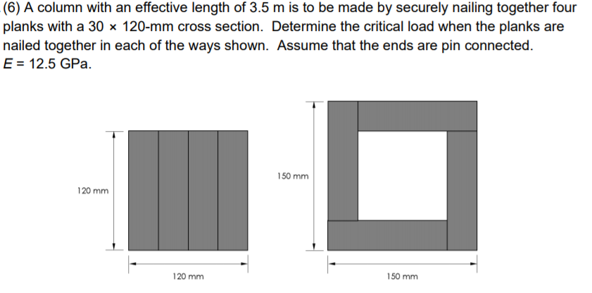 Solved (6) A column with an effective length of 3.5 m is to | Chegg.com