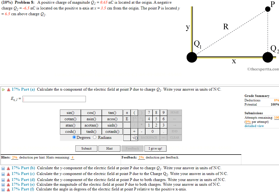 Solved (10\%) Problem 8: A positive charge of magnitude | Chegg.com