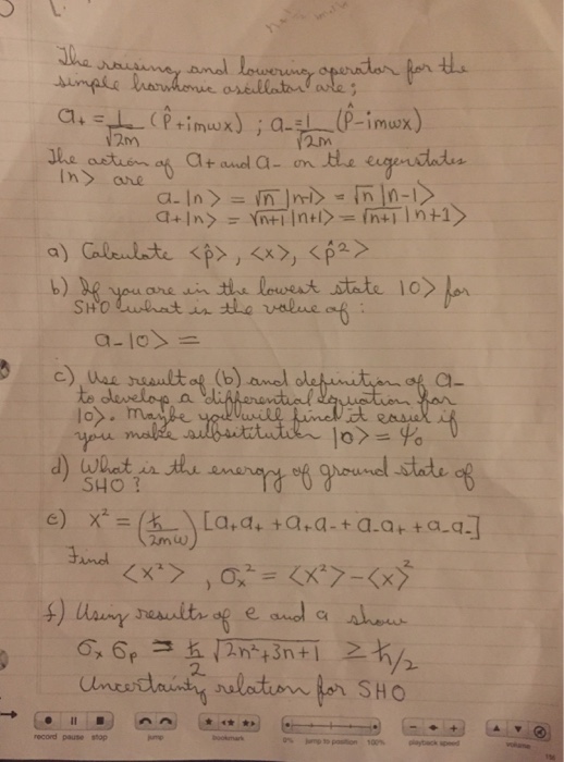 Solved The raising and lowering operator for the simple | Chegg.com
