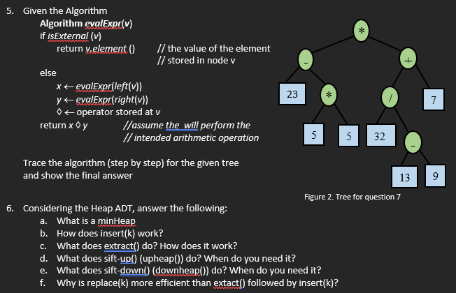 Solved 5. * - Given the Algorithm Algorithm evalExpr(v) if | Chegg.com