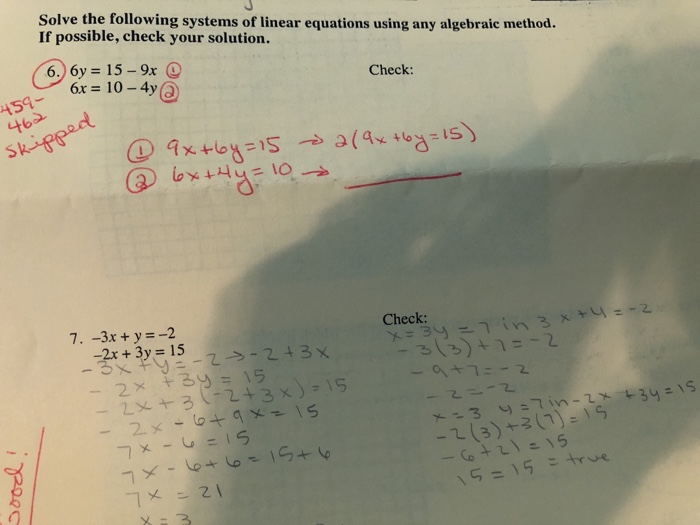 Solved Solve the following systems of linear equations using | Chegg.com