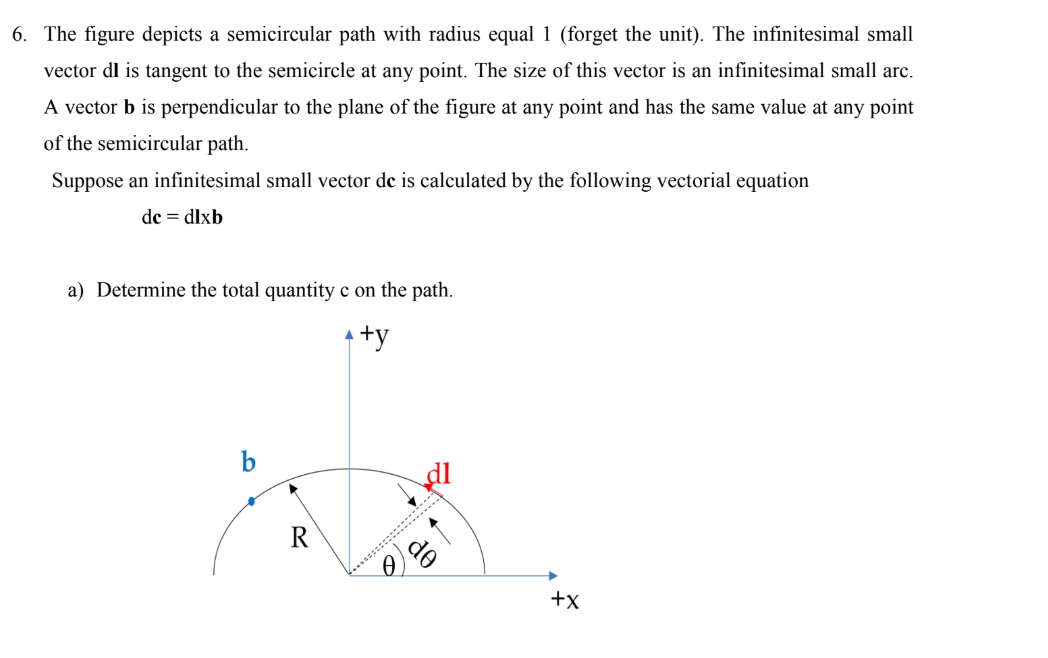 Solved 6. The figure depicts a semicircular path with radius | Chegg.com